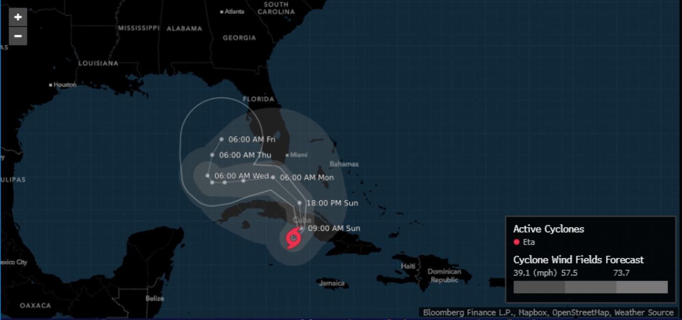 Tropical Storm Eta to Drench Florida With Downpours for Days